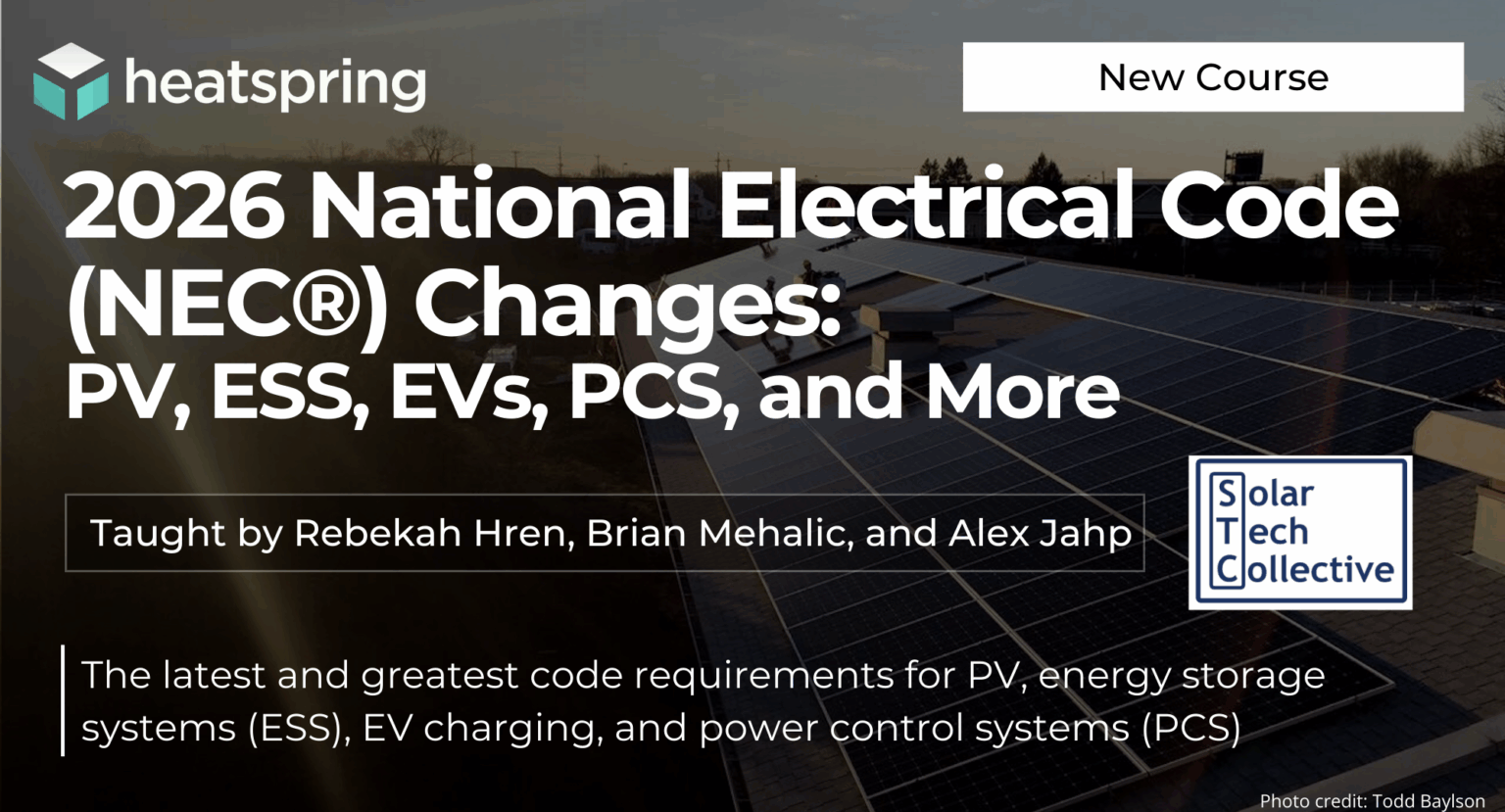 New Course Alert: 2026 National Electrical Code (NEC®) Changes: PV, ESS, EVs, PCS, and More ...